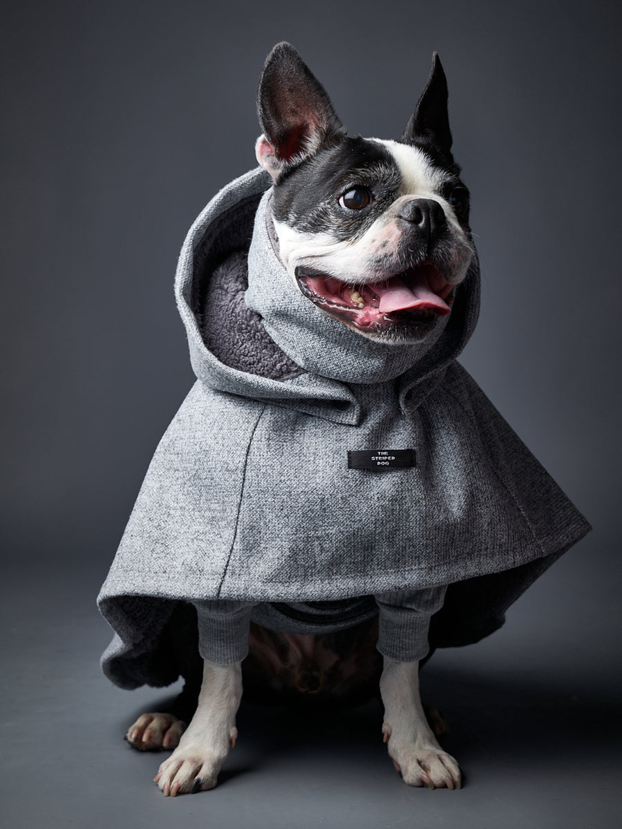 Grey Turtleneck and Hooded Cape for Dogs – The Striped Dog